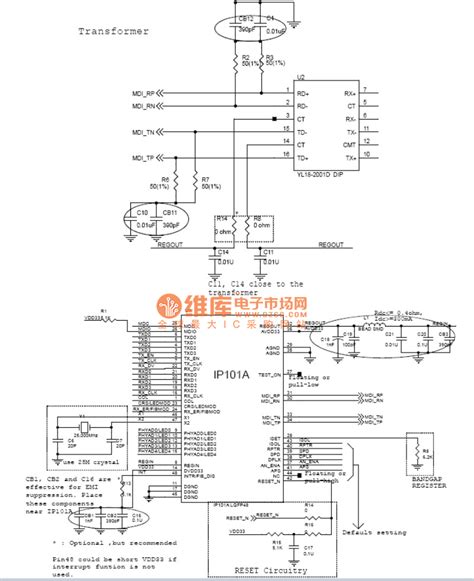 Ethernet Interface Circuit Diagram IP101 Network Basic Circuit Circuit Diagram SeekIC Com