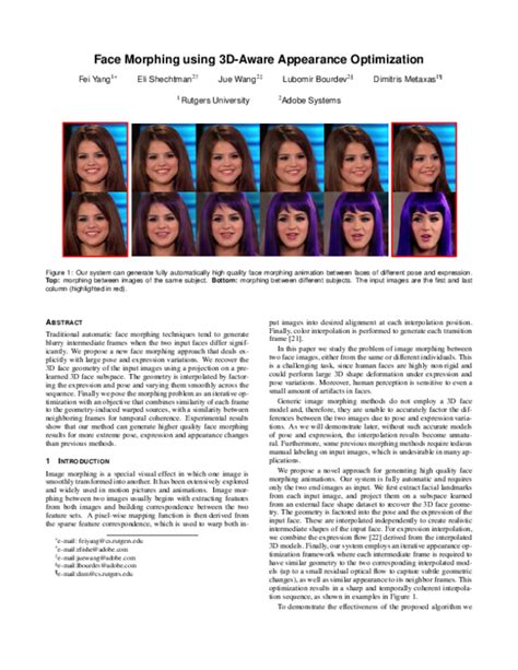 Pdf Face Morphing Using 3d Aware Appearance Optimization