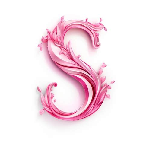 premium photo pink liquid metal letter s with floral vine vector