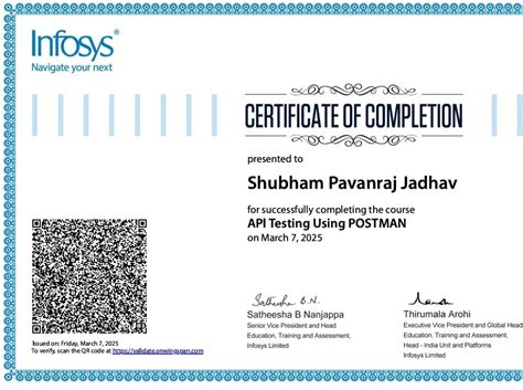 successfully completed the api testing with postman certification at