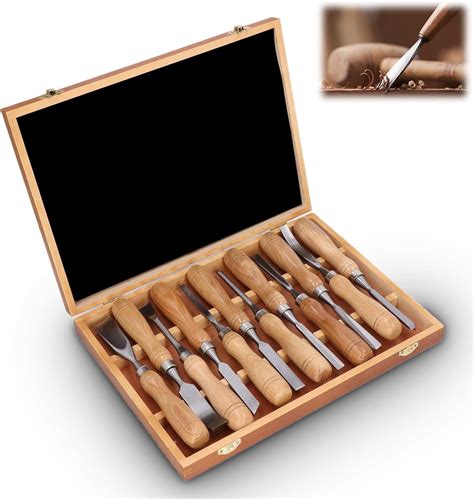 12pcs Wood Carving Tools Wooden Handle Curved Chisels For Woodworking 60crv Blade Engraving