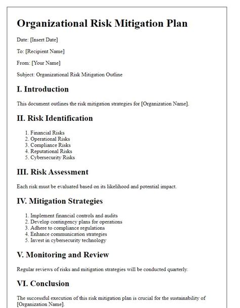 Letter Template For Risk Mitigation Strategy Development Free Samples
