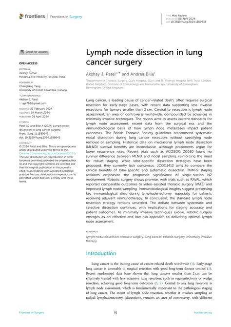 Pdf Lymph Node Dissection In Lung Cancer Surgery