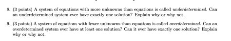 Solved 8 3 Points A System Of Equations With More