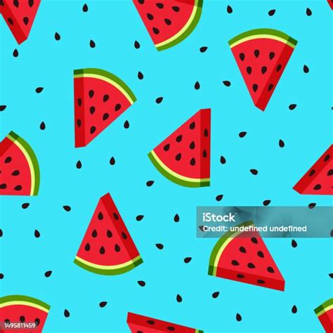 밝은 파란색 배경에 수박 조각과 씨앗의 매끄러운 패턴 벡터 배경입니다 플랫 디자인 수박씨에 대한 스톡 벡터 아트 및 기타 이미지