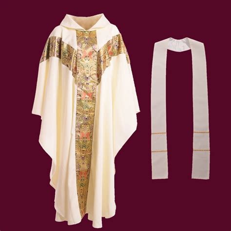 White Church Clergy Vestments Catholic Cassock Priest Chasuble Cope