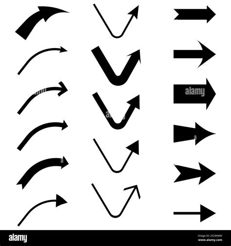 Arrow Variations Set Curved And Straight Forms Geometric Path Styles