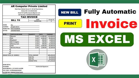 fully automatic invoice format in microsoft excel billing work in