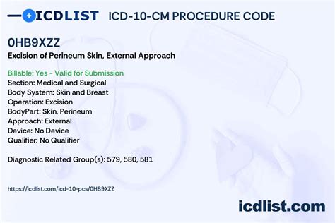 Icd 10 Pcs Procedure Code 0hb9xzz Excision Of Perineum Skin External Approach