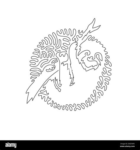 Continuous One Curve Line Drawing Of Three Toed Sloth Abstract Art In Circle Single Line