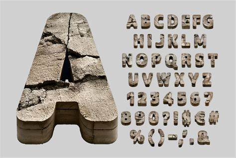 Broken Concrete Font Strong Alphabet