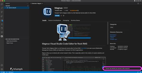 Error Server Has Denied You Access To This Resource Issue Triumph Tech Magnus Vscode