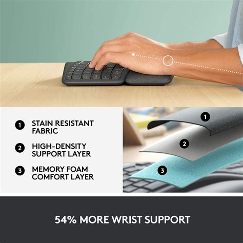 Logitech Ergo K860 Wireless Ergonomic Keyboard With Wrist Rest Split Keyboard Layout For