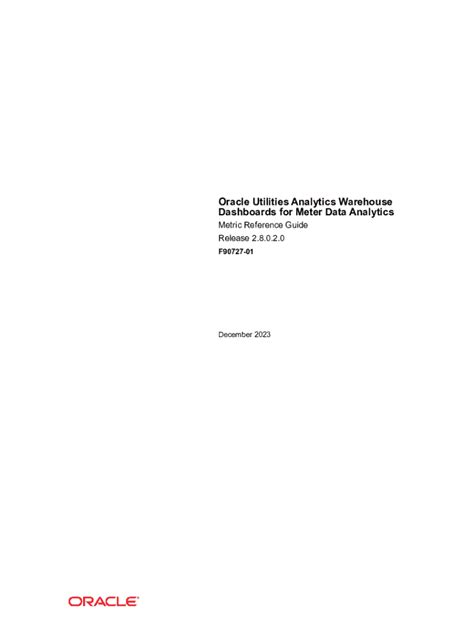 Fillable Online Oracle Utilities Analytics Warehouse Dashboards For Meter Data Fax Email