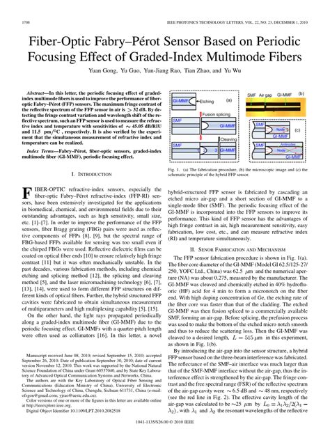 Pdf Fiber Optic Fabry Pérot Sensor Based On Periodic Focusing Effect Of Graded Index Multimode