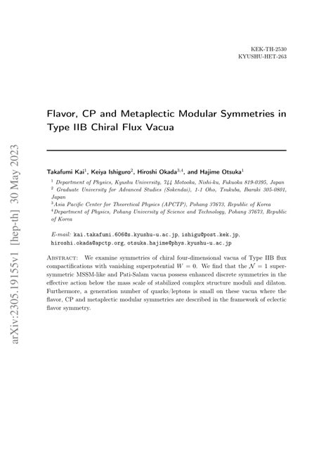 Pdf Flavor Cp And Metaplectic Modular Symmetries In Type Iib Chiral