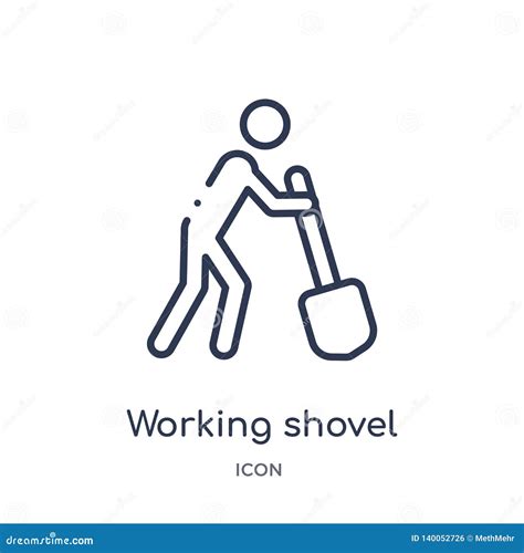 Linear Working Shovel Icon From Construction Tools Outline Collection Thin Line Working Shovel