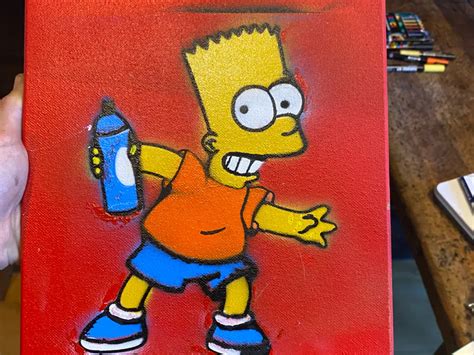 Bart Simpson Stencil For Graffiti Free 3d Print Model Makerworld