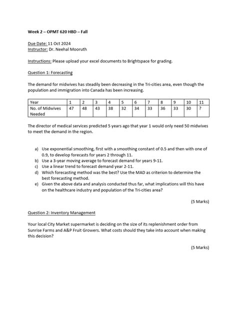 Week 2 Forecasting Exercise 1 Pdf