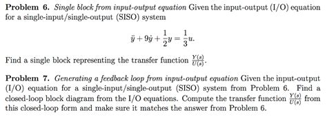 Solved Single Block From Input Output Equation Given The Chegg Com
