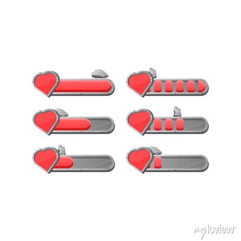 Set Of Game Ui Stone Rock Health Life Progress Bar With 2 Style Posters For The Wall • Posters