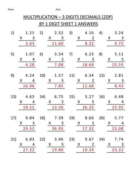 Math Practice Worksheets With Answers Printable Pdf Template