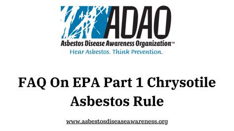 Faqs And Quotes On Epa Part 1 Chrysotile Asbestos Rule Adao