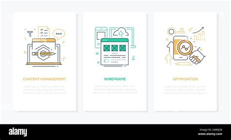 Web Development Line Design Style Banners Set Stock Vector Image Art Alamy