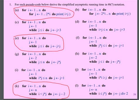 Solved 1 For Each Pseudo Code Below Derive The Simplified