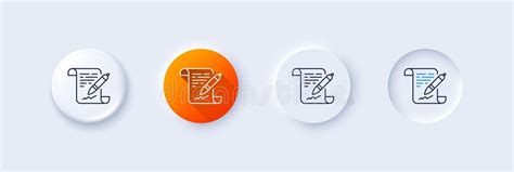 Agreement Document Line Icon Contract File Signature Sign Line Icons