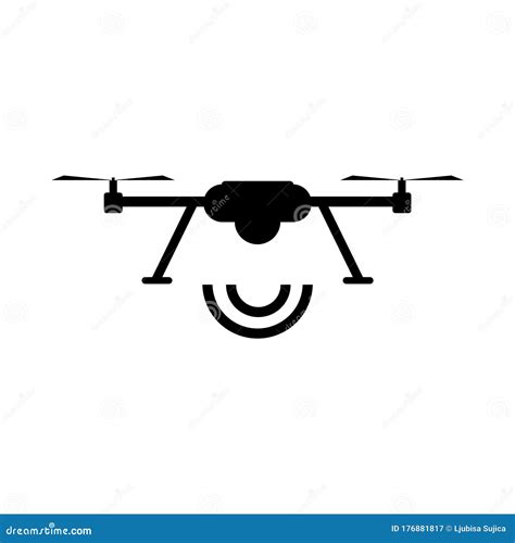 Drone With Radio Waves Radar Detection System Flat Icon Isolated On White Background Stock