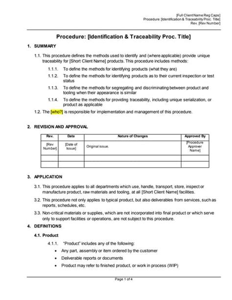 Procedure Identification And Traceability Pdf