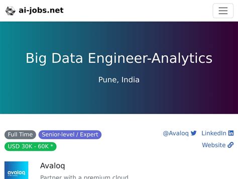 Hiring Big Data Engineer Analytics In Pune India Raimljobs