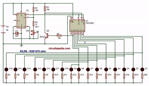 Led Chaser Circuit Using Transistors Led Running Light Circuit Circuit Diagram