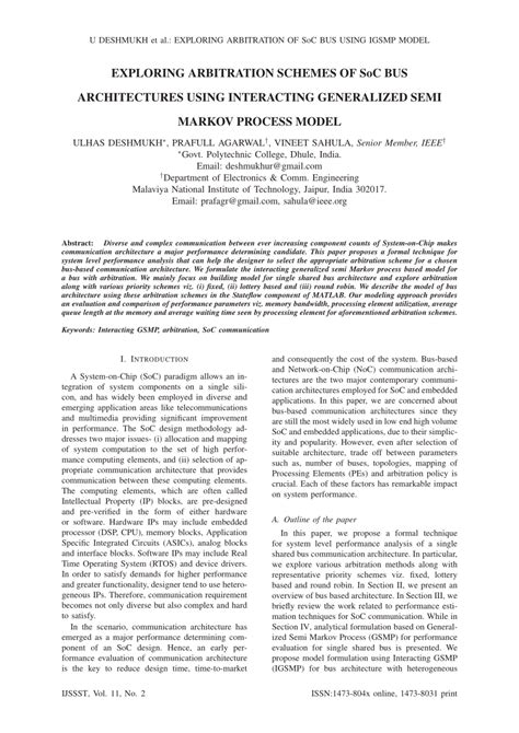 pdf performance evaluation of arbitration schemes of bus based