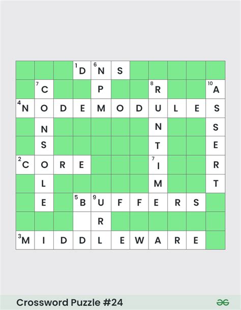 Crossword Puzzle Of The Week For Node JS GeeksforGeeks