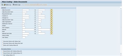 Ck Sap Tcode Mass Costing Sales Documents
