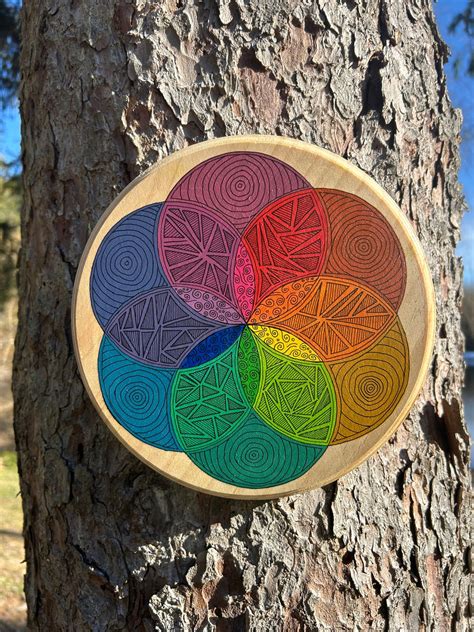 Hand Painted Psychedelic Hex Sign Etsy Hand Painted Psychedelic Hex Sign Etsy