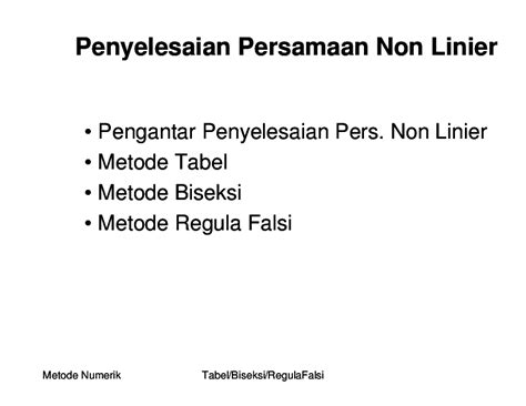 Pdf Metode Numerik Penyelesaian Persamaan Non Linier