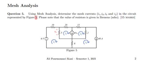 solved mesh analysis question 5 using mesh analysis