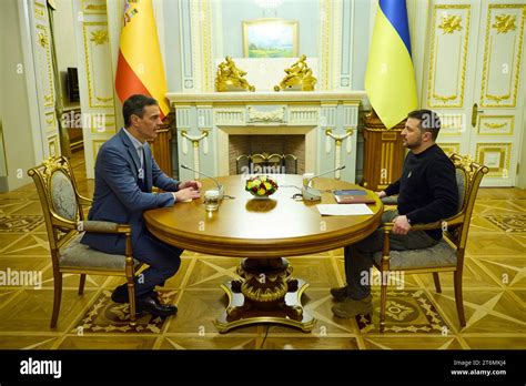 Kyiv Ukraine 23 February 2023 The Prime Minister Of Spain Pedro