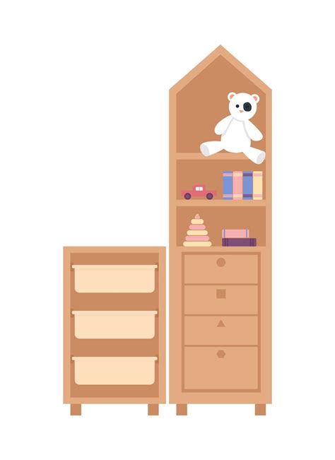 Bookshelf With Toys And Books Semi Flat Color Vector Object 3263707