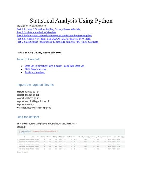 Solution Statistical Analysis Using Python Studypool