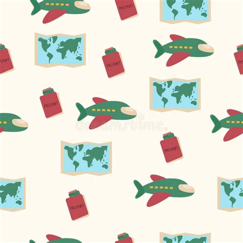 Airplane Map And Passport Pattern A Seamless Travel Pattern Featuring