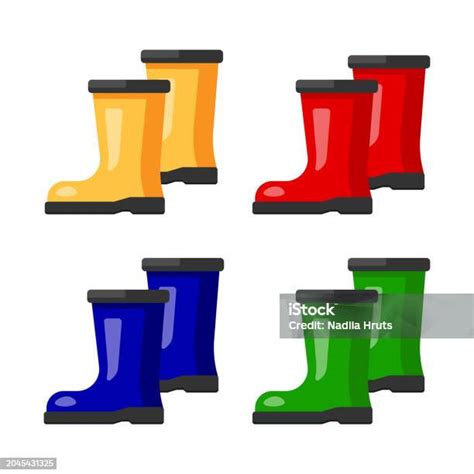 Colored Rubber Boots Vector Set Stock Illustration Download Image Now