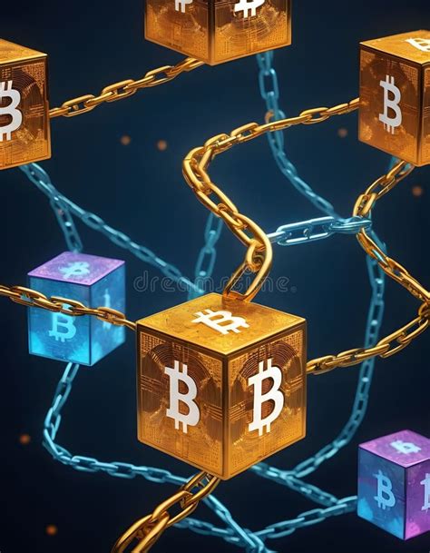 Blockchain Cubes In Cyber Space Ai Generative Stock Image Image Of