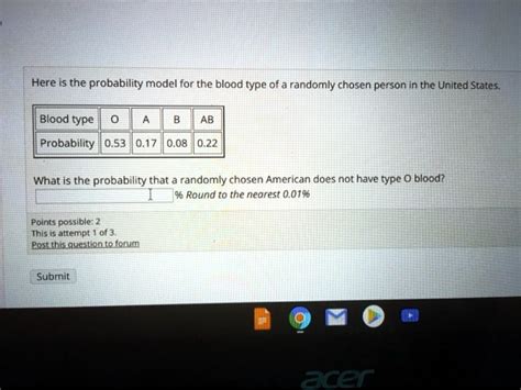 SOLVED Here Is The Probability Model For The Blood Type Of Randomly Chosen Person In The United