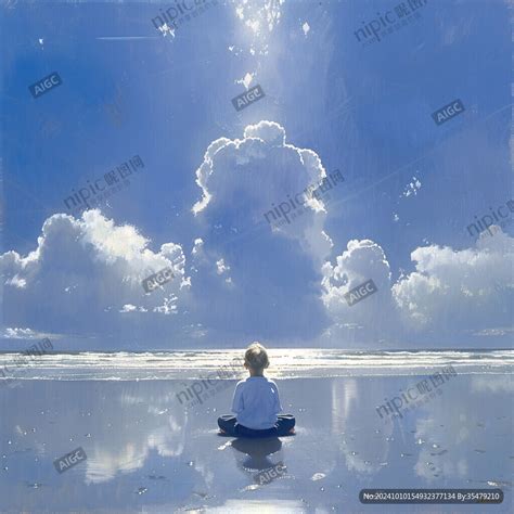 Ai创作图蓝天白云女孩插画 3d画天空 蓝天白云小女孩风车 蓝色调意境梦境梦幻 插画蓝天大海 天空之镜云彩 白云倒影蓝色天空 梦境爱丽丝环游大海 3d云海蓝天地板画 阳蓝天白云大海 女孩坐在