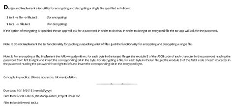 Design And Implement A Tar Utility For Encrypting And