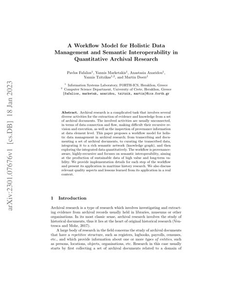 Pdf A Workflow Model For Holistic Data Management And Semantic Interoperability In